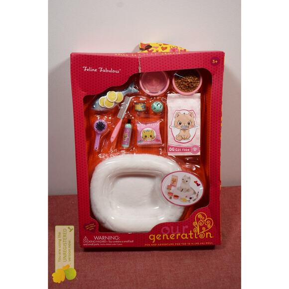 Toys | Our Generation Feline Fabulous Pet Bed Play Food Accessory Set ...